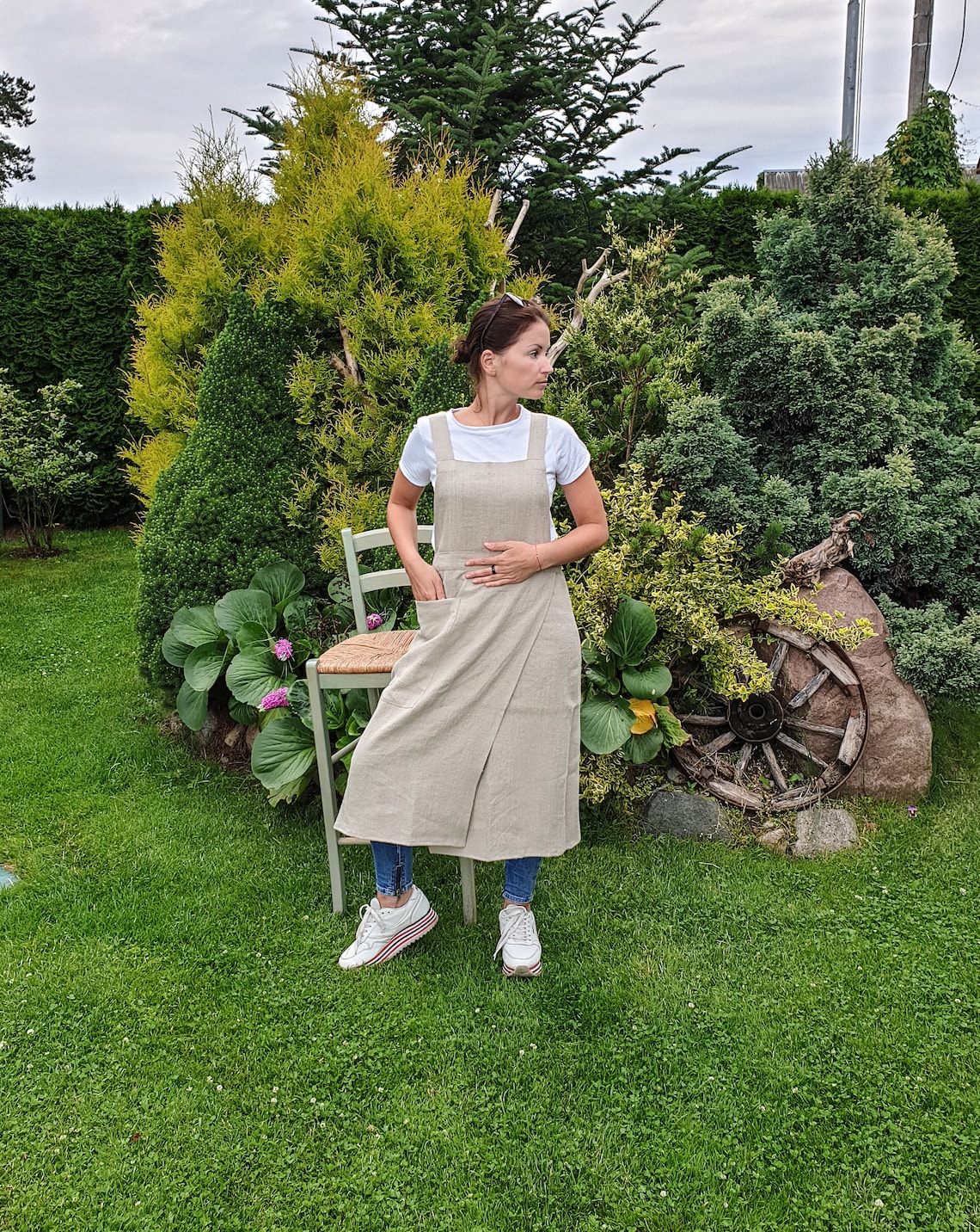 Split Leg Pottery Apron From Rough Linen Cross Back Linen - Etsy UK