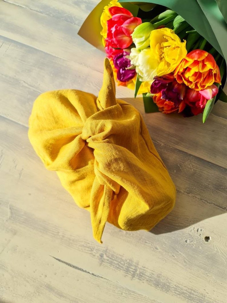 Linen Bento Bag, Natural Linen Bread Loaf Wrap Bag, Food Wrapping Knot ...