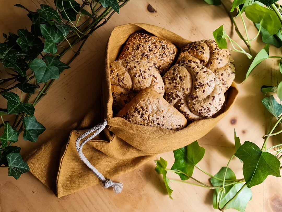 Linen Bread Bag Many COLORS - White Beige Denim Blue Black Green Blush ...