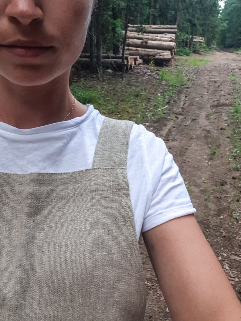 Split Leg Pottery Apron From Rough Linen Cross Back Linen - Etsy UK