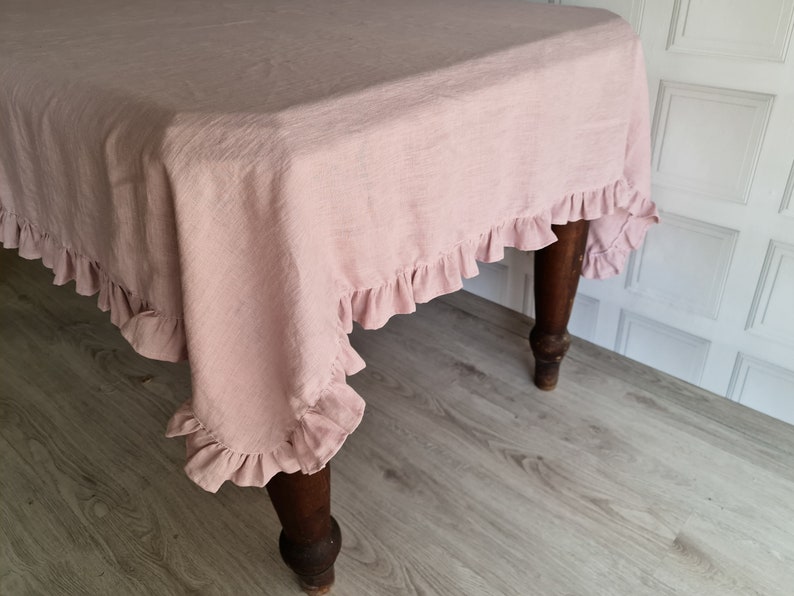Ruffled Linen Tablecloth Tablecloth With Ruffles Made From | Etsy