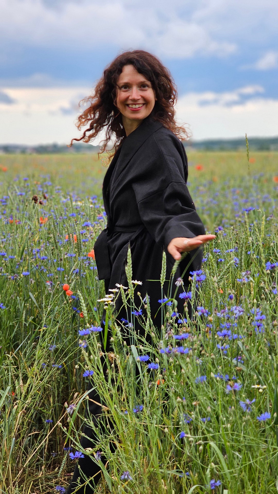 Linen Robe, Custom Colors Linen Kimono Robe, Black Linen Long Dressing ...