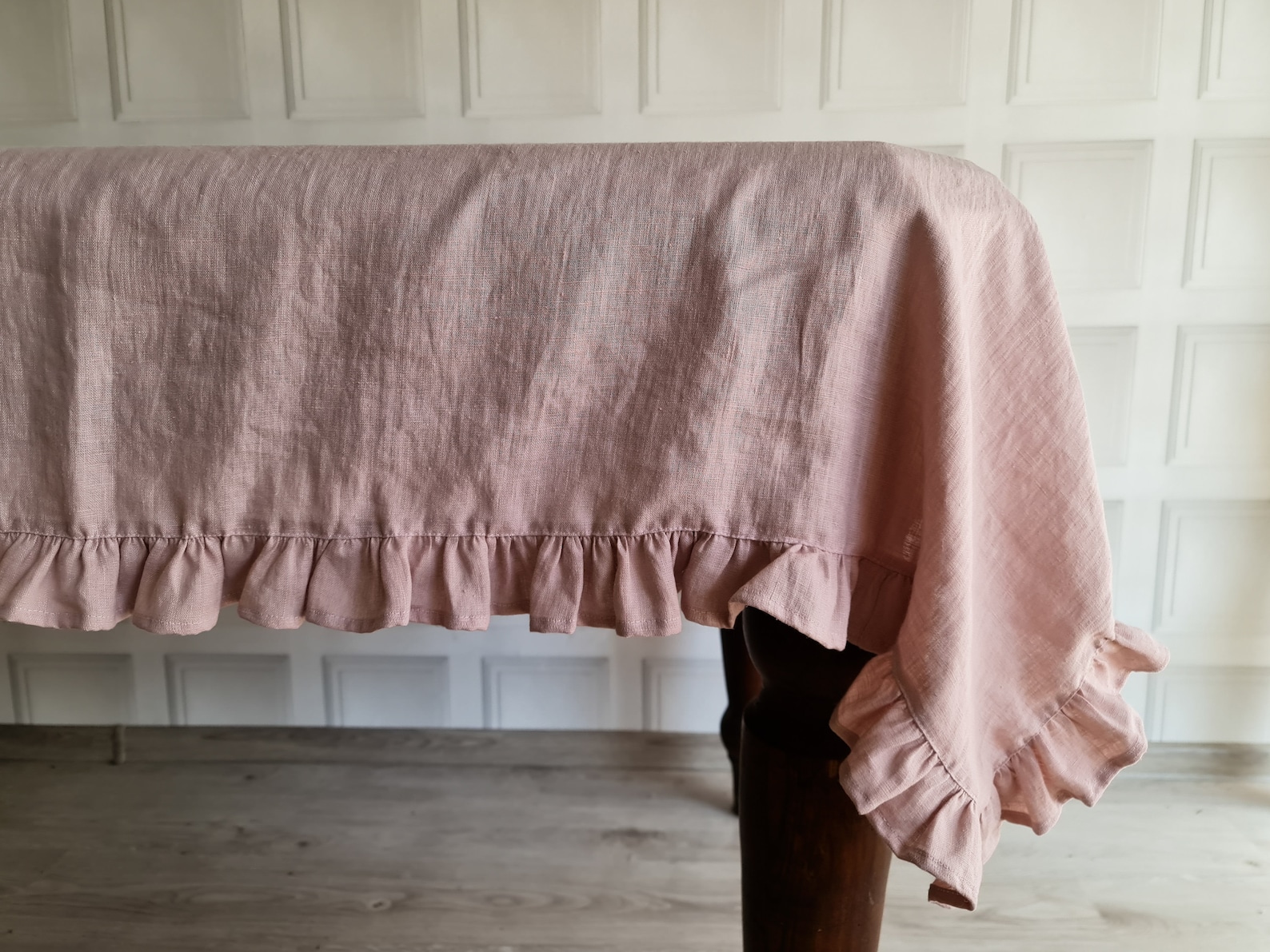 Ruffled linen tablecloth tablecloth with ruffles made from | Etsy