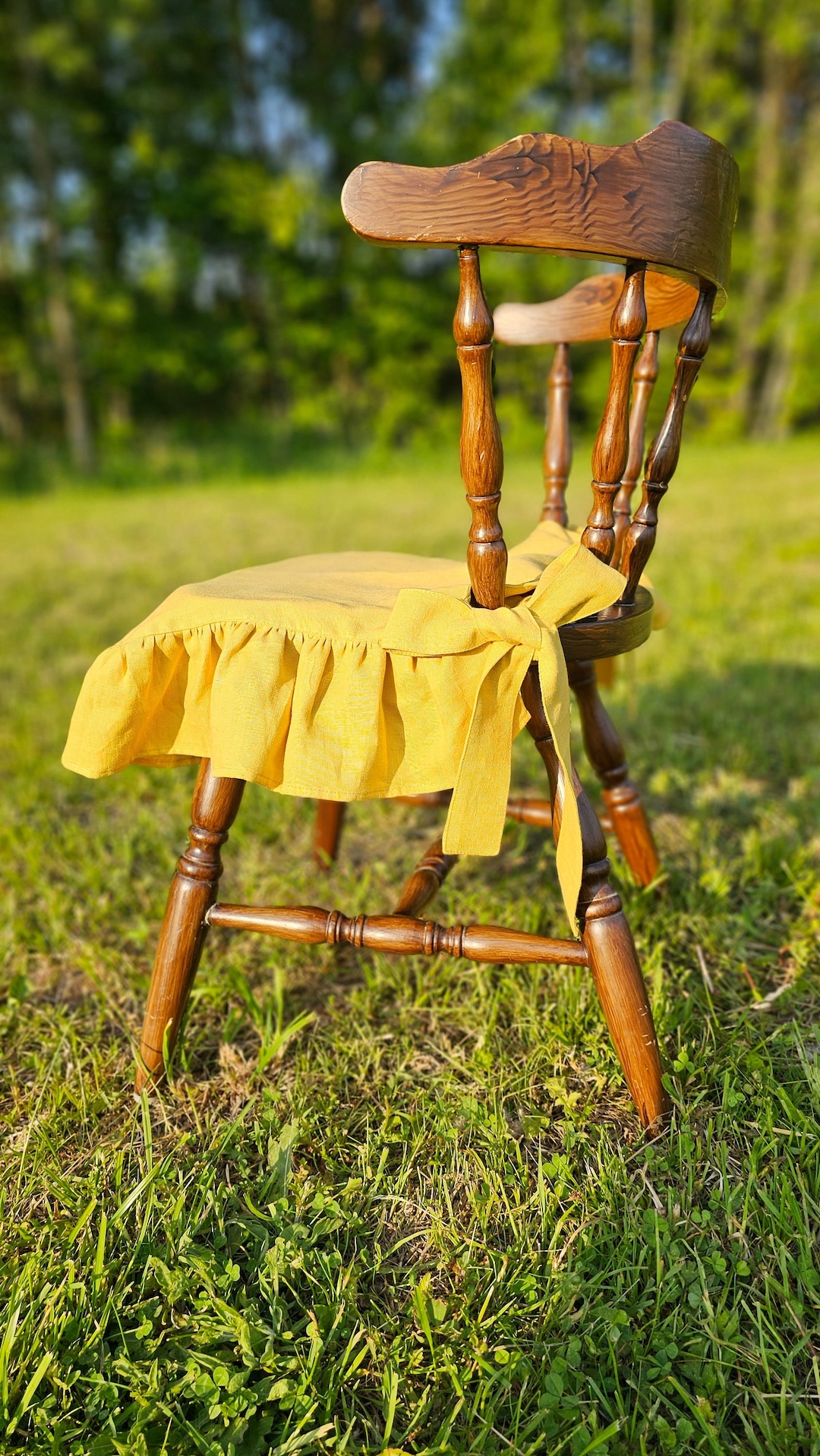 Linen Chair Cover, Ruffled Chair Cover, Custom Color Linen Chair Cover ...