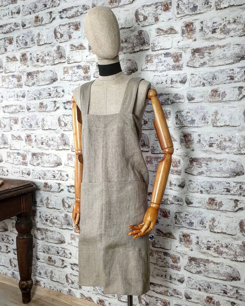 Pinafore Linen Apron Japanese Cross Back Linen Apron Rough - Etsy