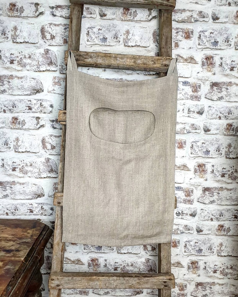 Hanging Laundry Bag, Large Laundry Hamper Bag From Raw Linen, Vintage ...