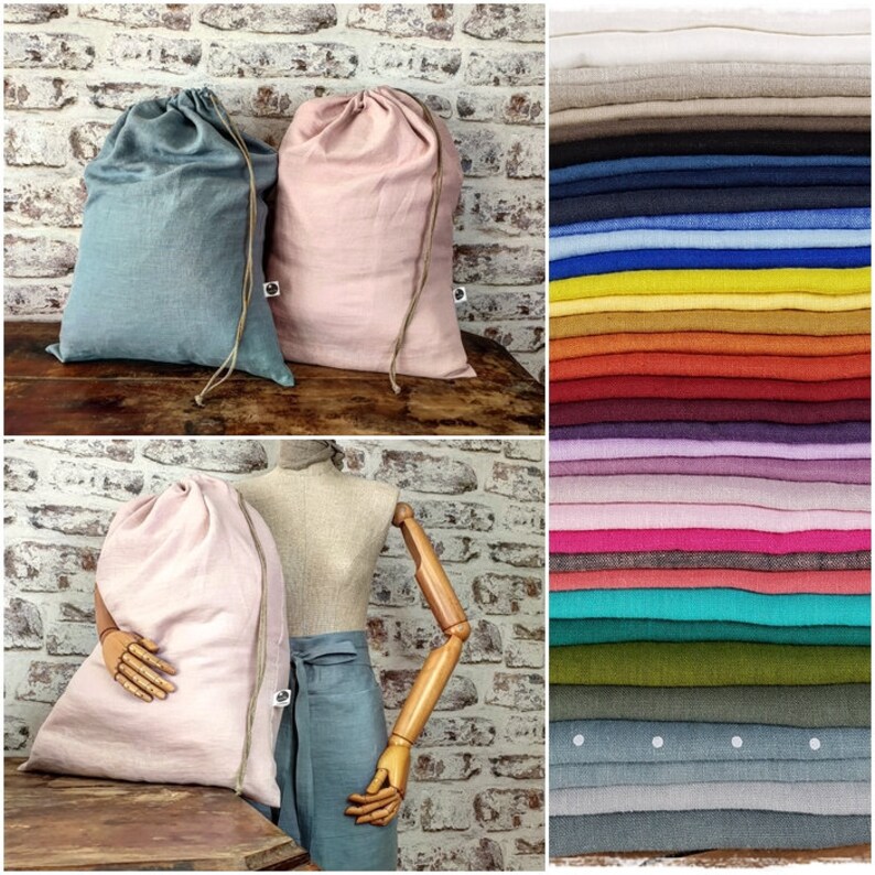 Linen Laudry Bag, Large Colored Linen Laundry Bag, Dusty Pink Lingerie ...