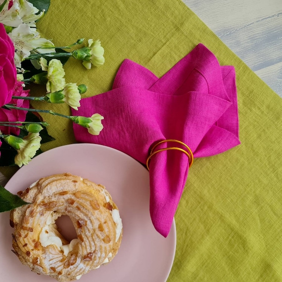 Pink Linen Napkins Set Many COLORS Red Burgundy Boysenberry | Etsy