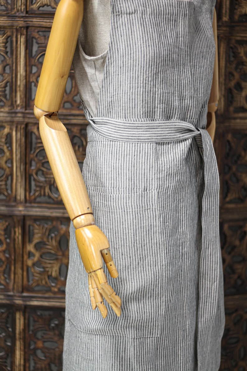 Split Leg Apron From Linen Cross Back Poterry Apron - Etsy