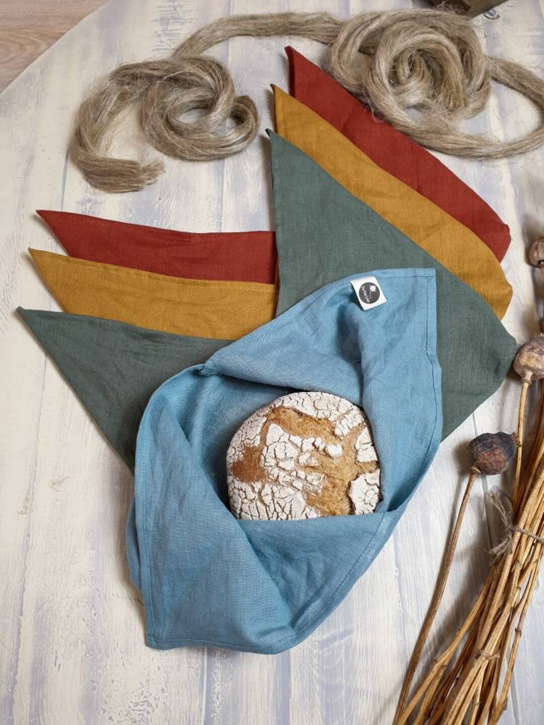 Linen Bento Bag, Natural Linen Bread Loaf Wrap Bag, Food Wrapping Bag ...