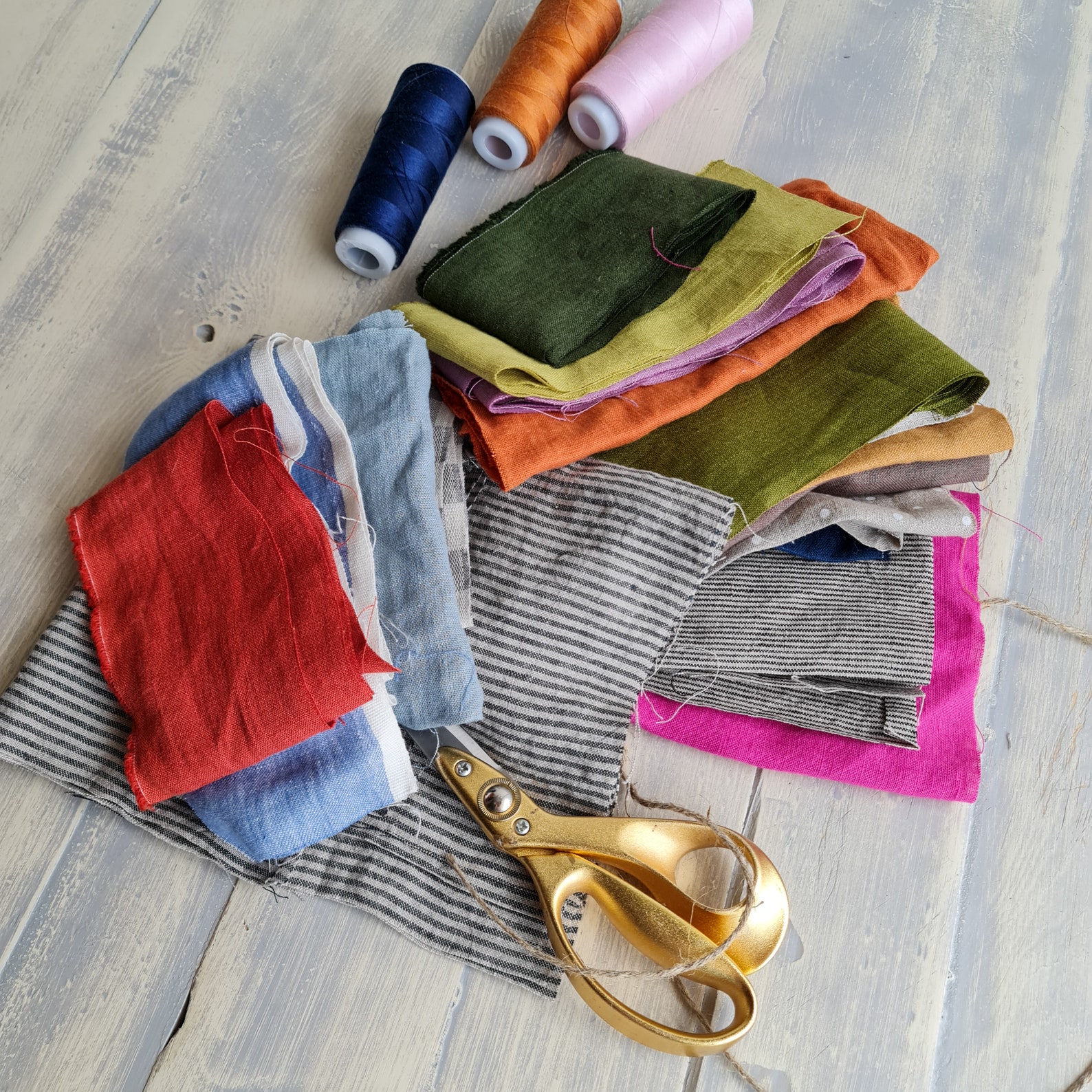 Linen Scraps Bundle, Washed Colored Linen Offcuts Bundle, Linen Fabric ...