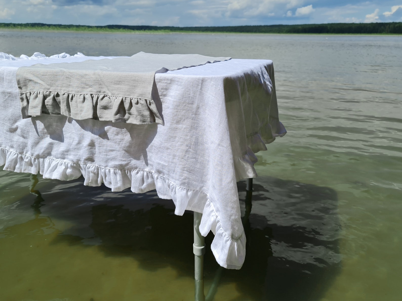 Ruffled Linen Tablecloth Tablecloth With Ruffles Made From | Etsy