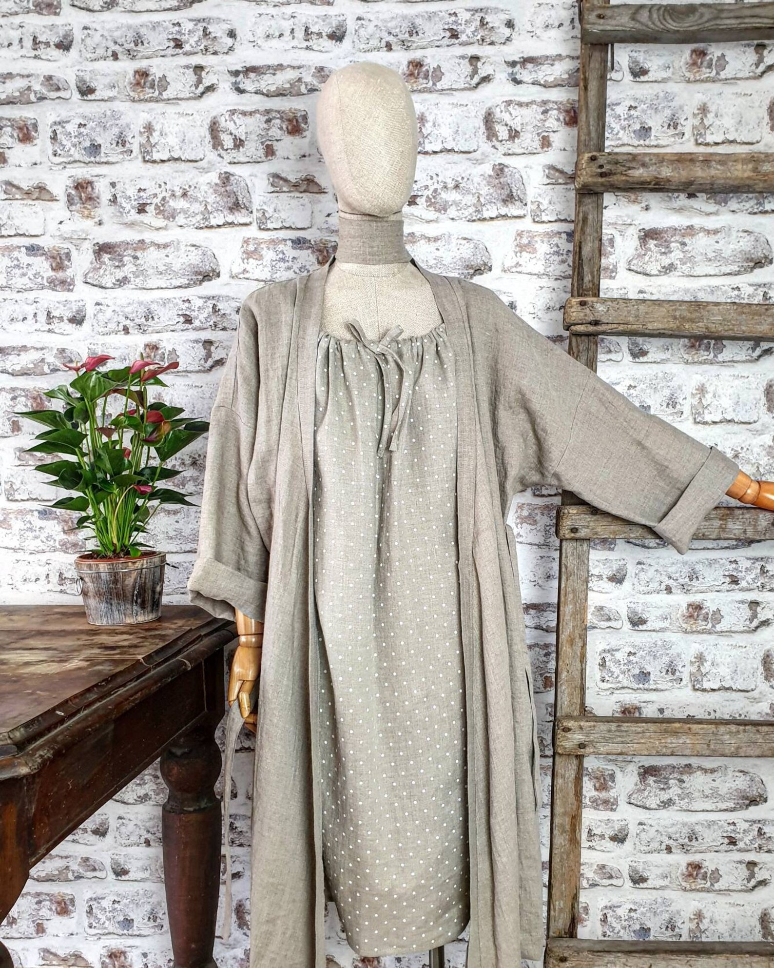 Washed Linen Bath Robe Natural Linen Kimono Robe Stonewashed - Etsy