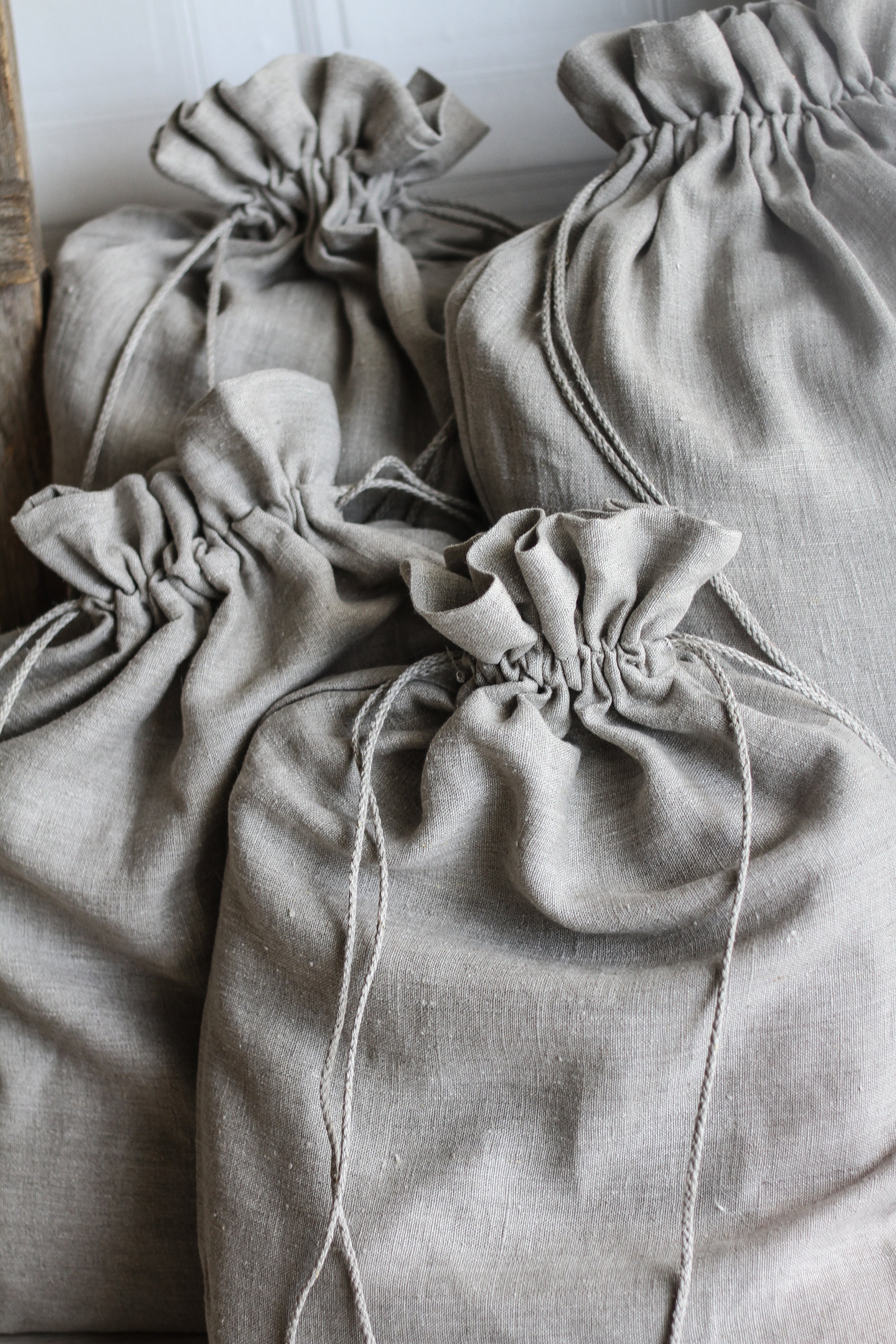 Linen Laundry Bag, Large Raw Linen Drawstring Bag, Linen Ditty Bag ...
