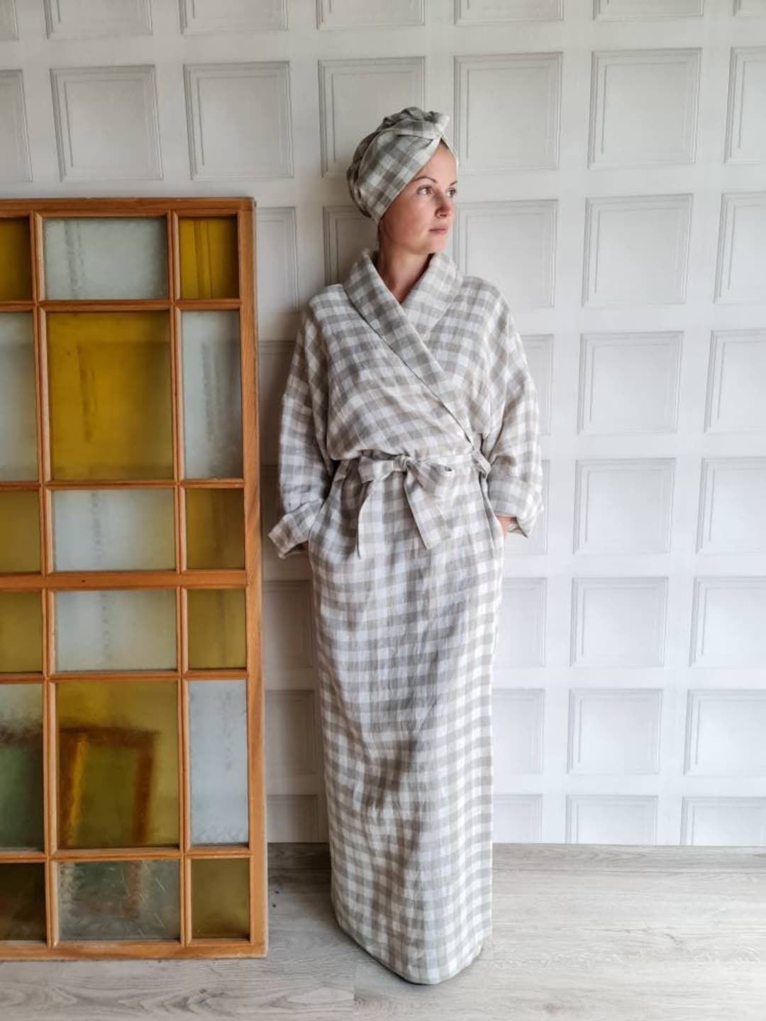 Linen Robe, Custom Colors Linen Kimono Robe, Stonewashed Linen Long ...