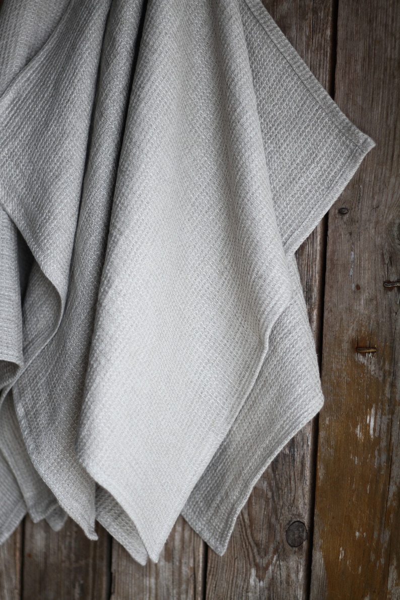 Waffle Linen Kitchen Towel Washed Linen Tea Towel Natural | Etsy
