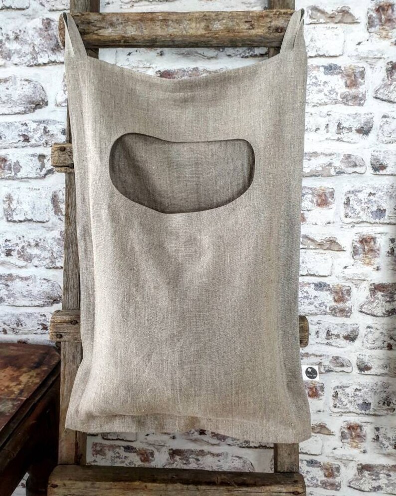 Hanging Laundry Bag, Large Laundry Hamper Bag From Raw Linen, Vintage ...
