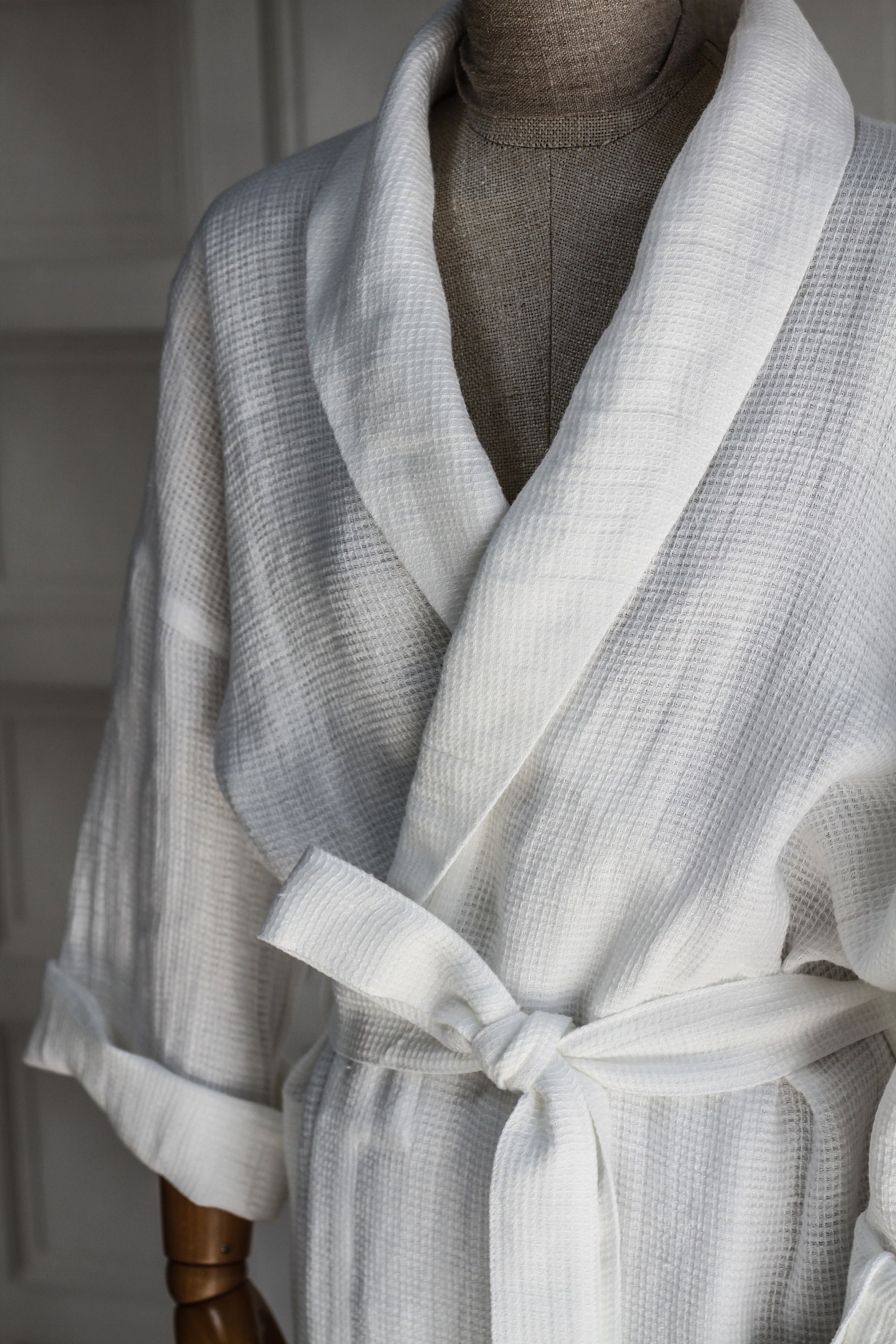 White Waffle Linen Robe Natural Linen Kimono Robe Soft White - Etsy