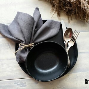 Gray Linen Napkins Set, Many COLORS - Dove Grey Black Graphite Charcoal ...