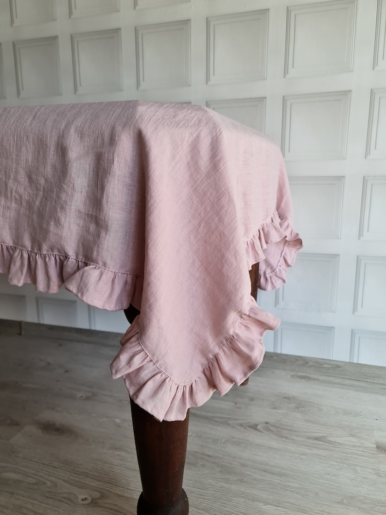 Ruffled Linen Tablecloth, Tablecloth With Ruffles Made From 100% Linen ...