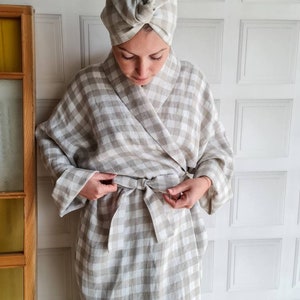 Linen Robe, Custom Colors Linen Kimono Robe, Stonewashed Linen Long ...
