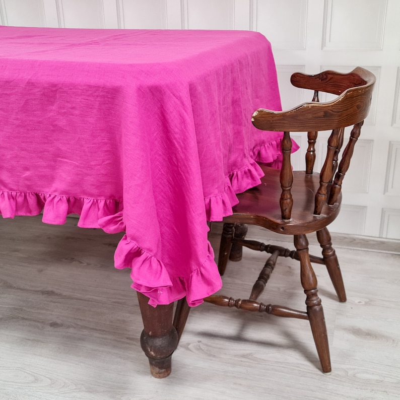 Ruffled Linen Tablecloth Tablecloth With Ruffles Made From | Etsy