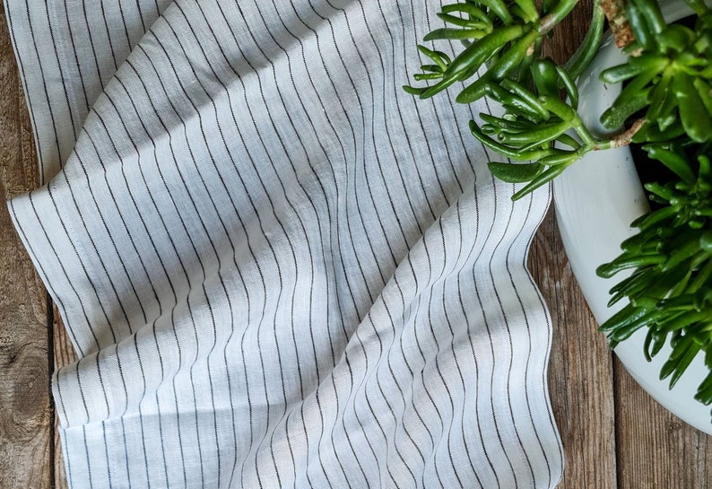 Striped Linen Table Runner Rustic Linen Table Decor White - Etsy