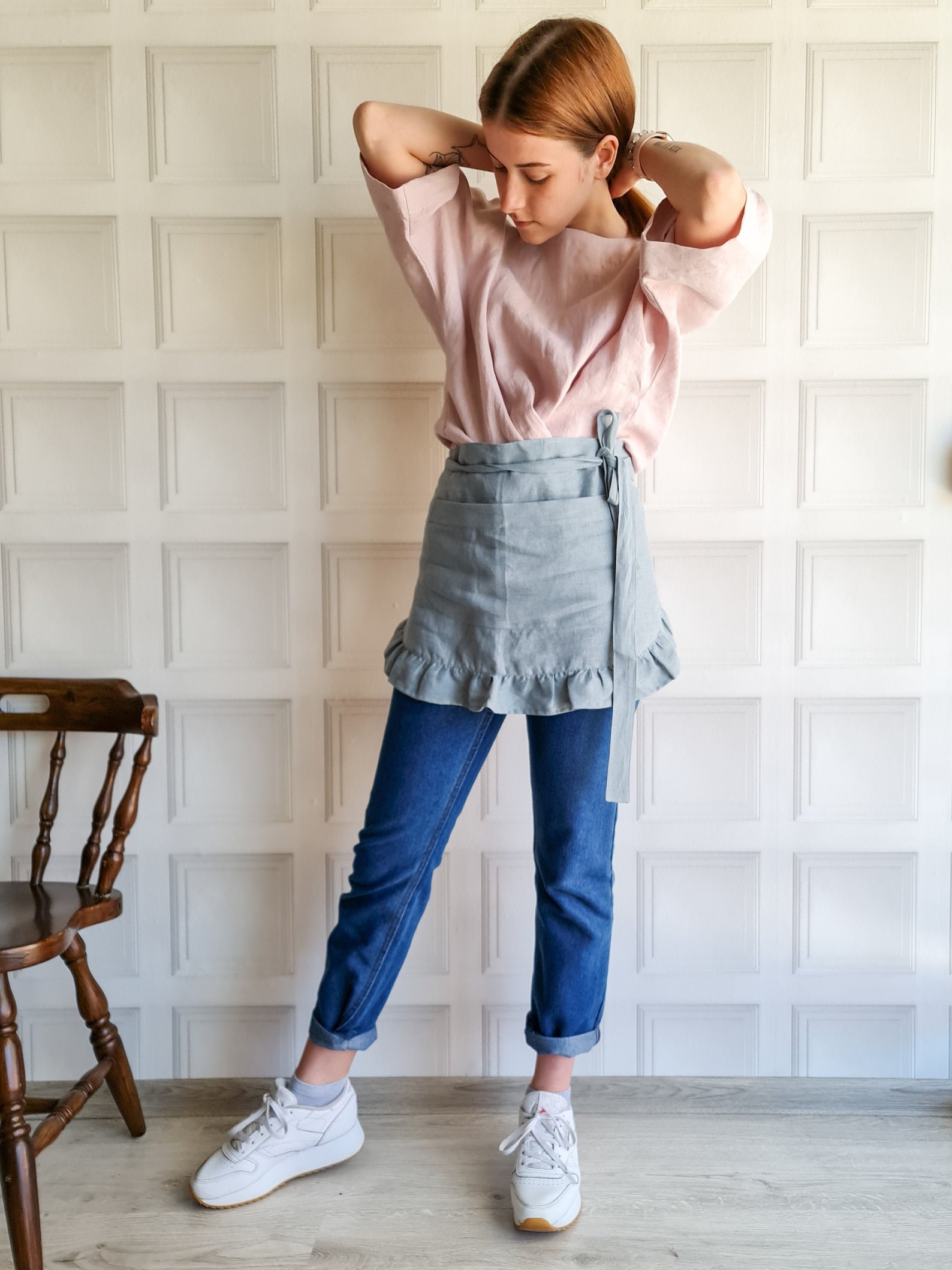 Apron With Frills Ruffled Linen Bistro Apron Natural Linen - Etsy
