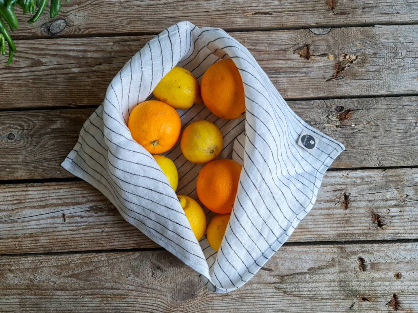 Striped linen bento bag white linen bread loaf knot bag | Etsy