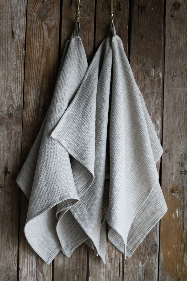 Waffle Linen Kitchen Towel Washed Linen Tea Towel Natural | Etsy