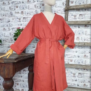Linen Bath Robe Soft Natural Linen Kimono Robe Stonewashed | Etsy