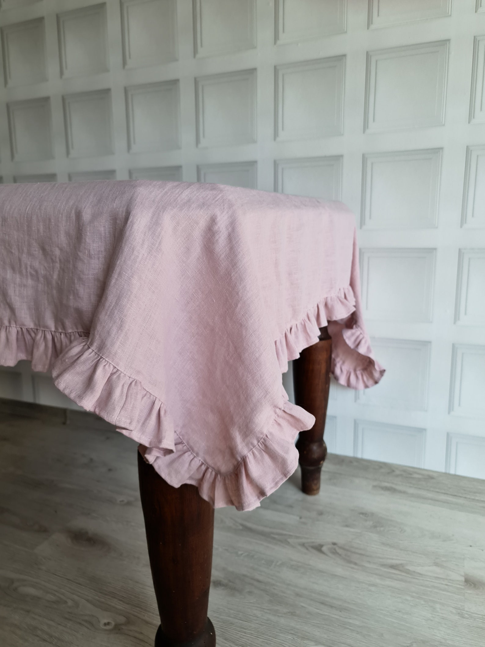 Ruffled Linen Tablecloth, Tablecloth With Ruffles Made From 100% Linen ...