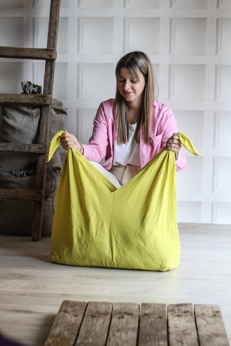 Linen Tote Bag, Natural Linen Shopping Bag, Storage Raw Linen Origami ...