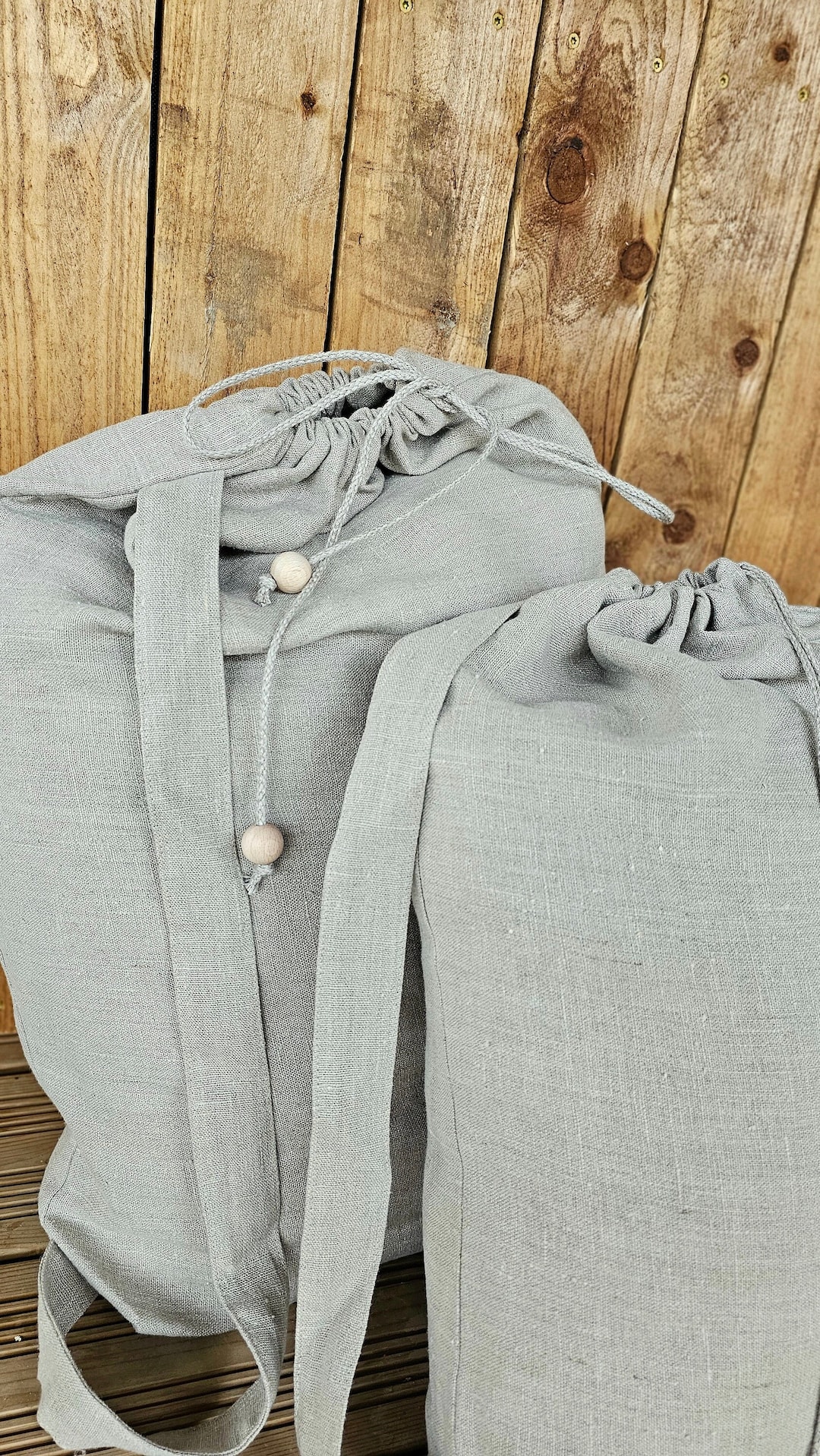 Raw Linen Laundry Backpack, Large Laundry Storage Bag With Strap and ...