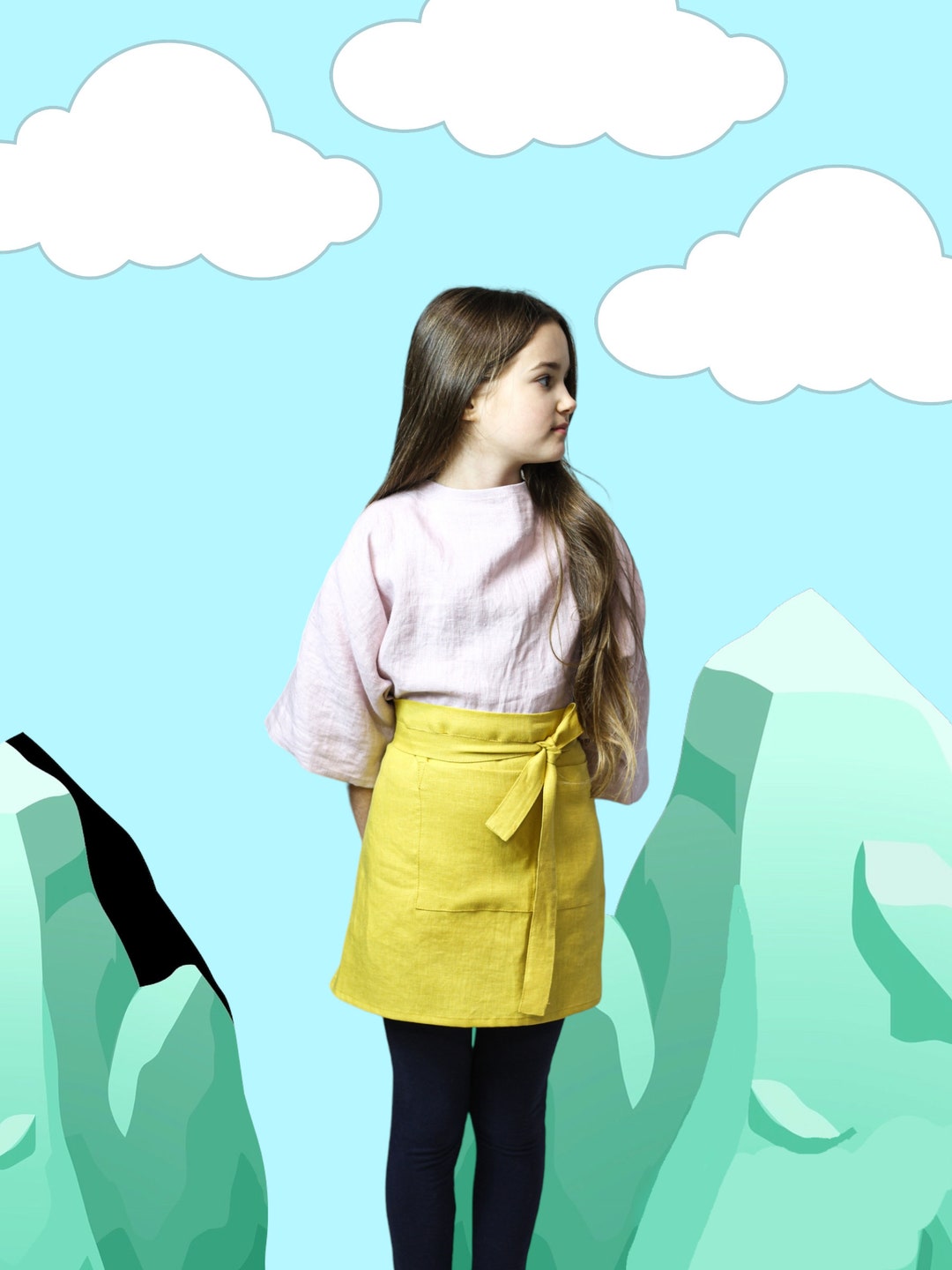 Linen Short Half Apron for Kids, Linen Apron for Girls and Boys ...