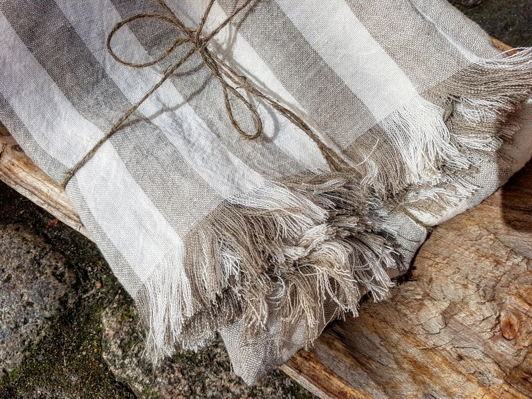 Striped Linen Blanket, Stonewashed Linen Throw, Beach Summer Blanket ...