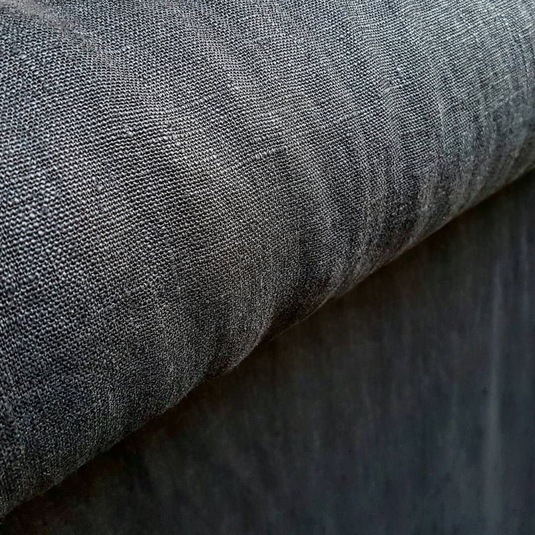 Black Heavy Linen Fabric by the Meter, Stonewashed Linen Fabric, Raw ...