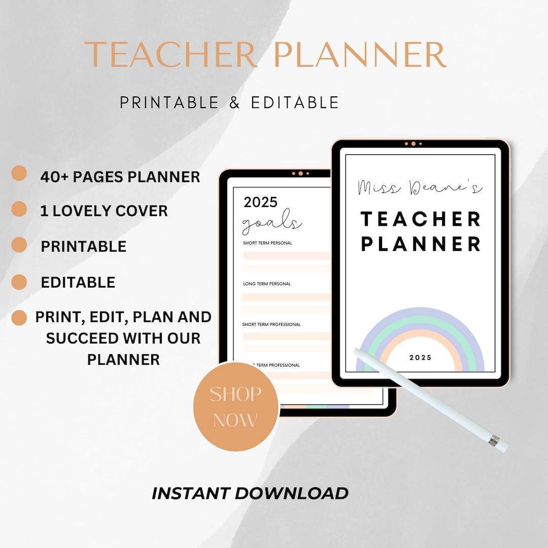 EDITABLE and Printable Teacher Planner PDF Lesson Planner Class ...