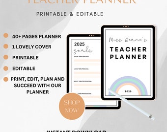 EDITABLE Canva Teacher Planner PDF Lesson Planner Class Schedule ...