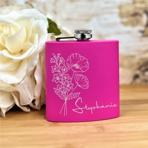 Personalized Bridesmaid Flask With Flowers-floral Flask for Maid of ...