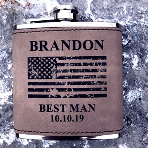 Custom Flag Flask for Groomsmen Patriotic, Personalized Flask With Flag ...