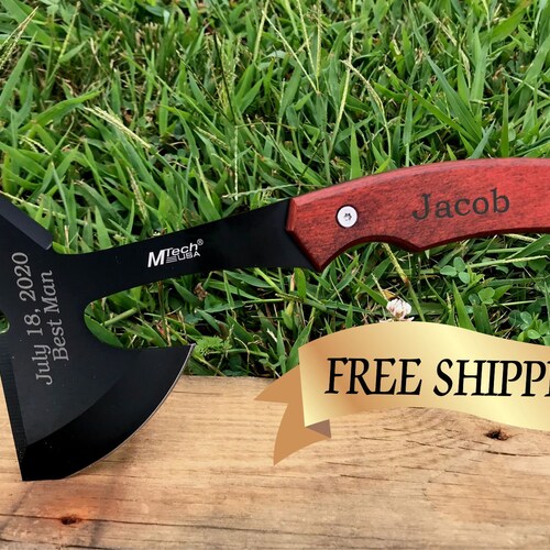 Groomsmen Engraved Axe Personalized Rescue Hatchet With Wood | Etsy