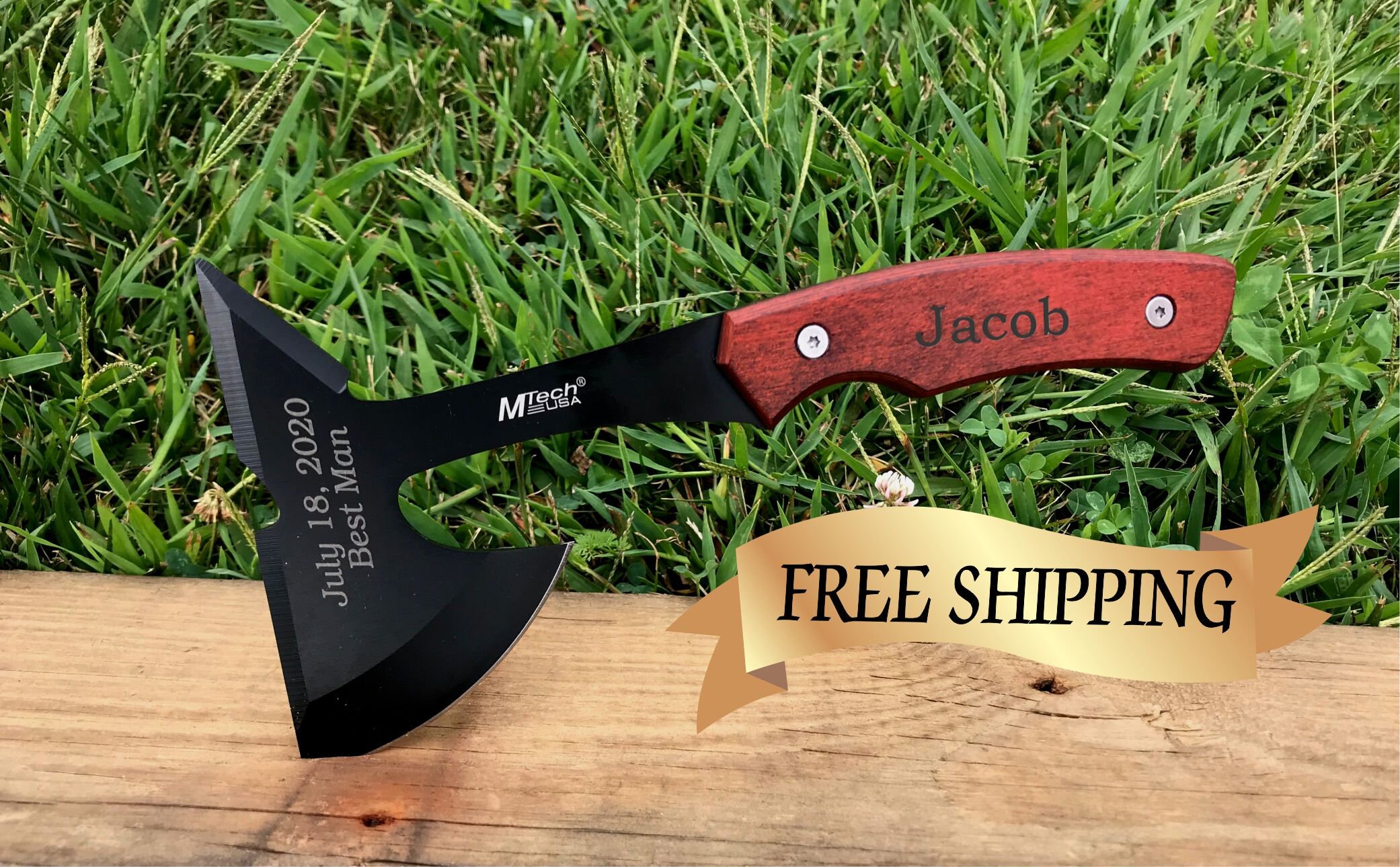 Groomsmen Engraved Axe Personalized Rescue Hatchet With Wood | Etsy