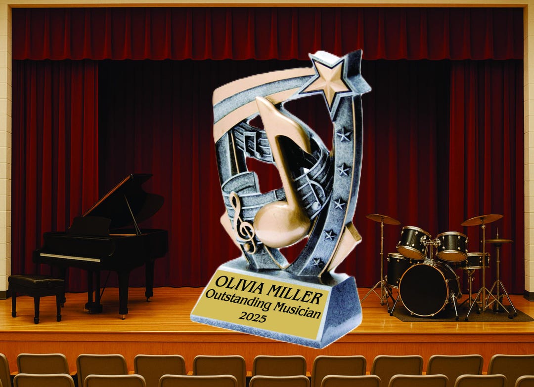 Personalized Music Award Trophy 5.5 Inch Resin | Free Engraved Plate ...