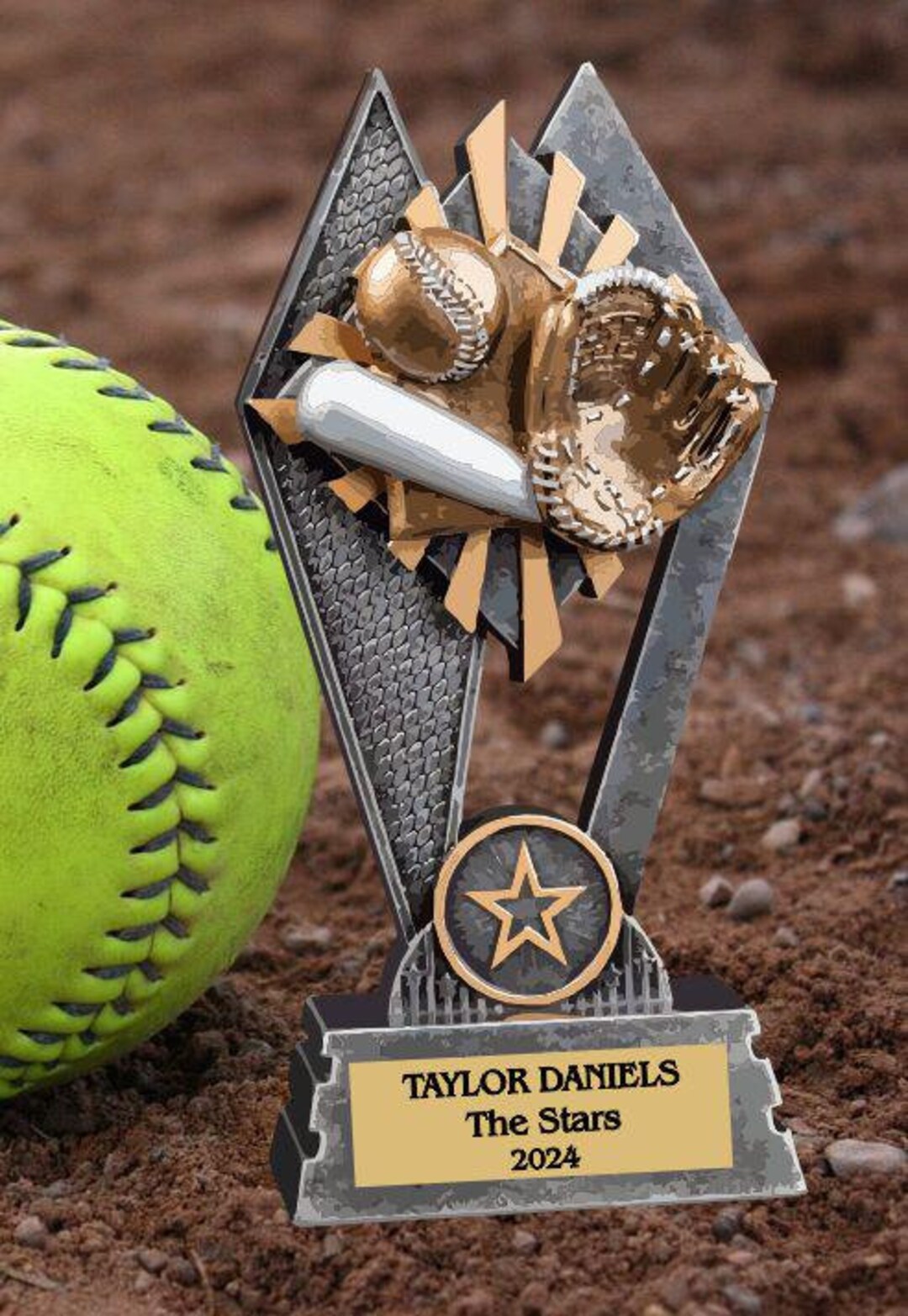Baseball Softball Trophy Resin Award With Engraved Plate -baseball ...