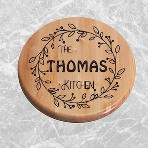 Wood Engraved Lazy Susan With Family Name , Engraved Personalized Turn ...
