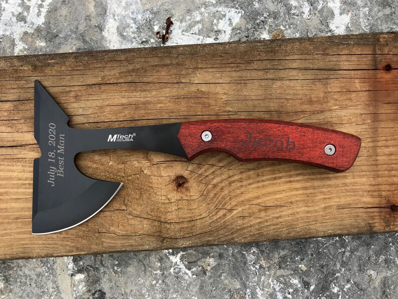 Groomsmen Engraved Axe Personalized Rescue Hatchet With Wood - Etsy