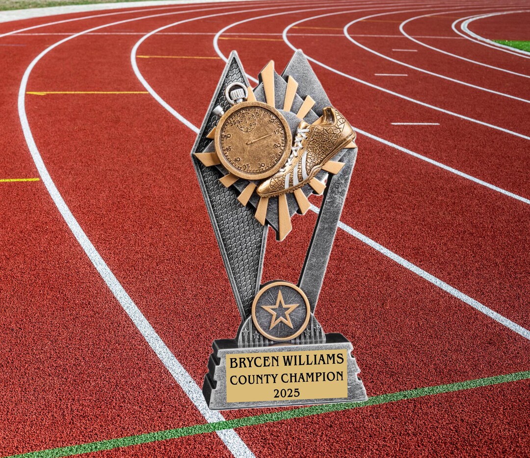 Track and Field Trophy Resin Award With Engraved Plate - Meet ...