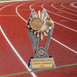 Track and Field Trophy Resin Award With Engraved Plate - Meet ...