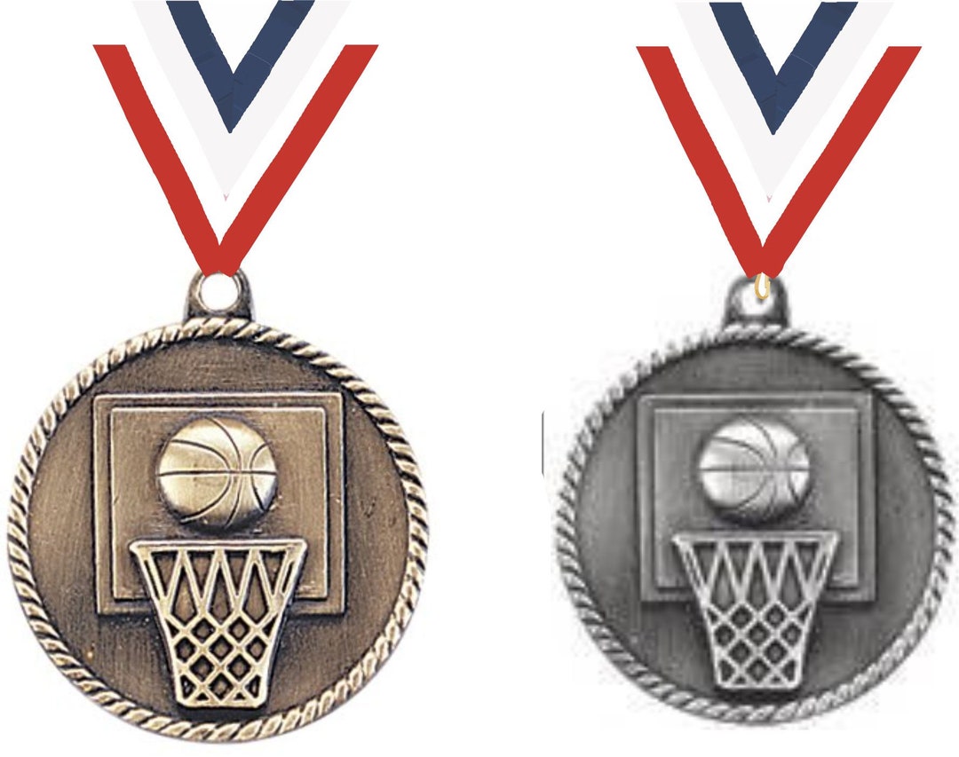 Basketball Medal With Neck Ribbon and Engraving gold and Silver ...